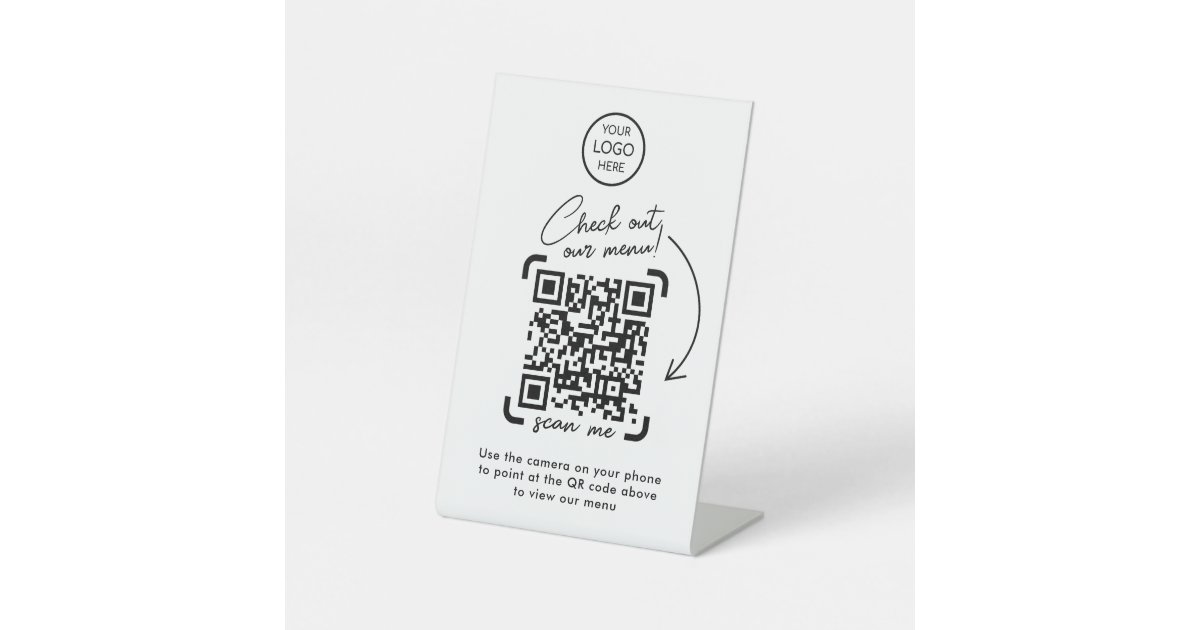QR Code Menu | Logo Contactless Modern Pedestal Sign | Zazzle QR Code Menu | Logo Contactless Modern Pedestal Sign | Zazzle