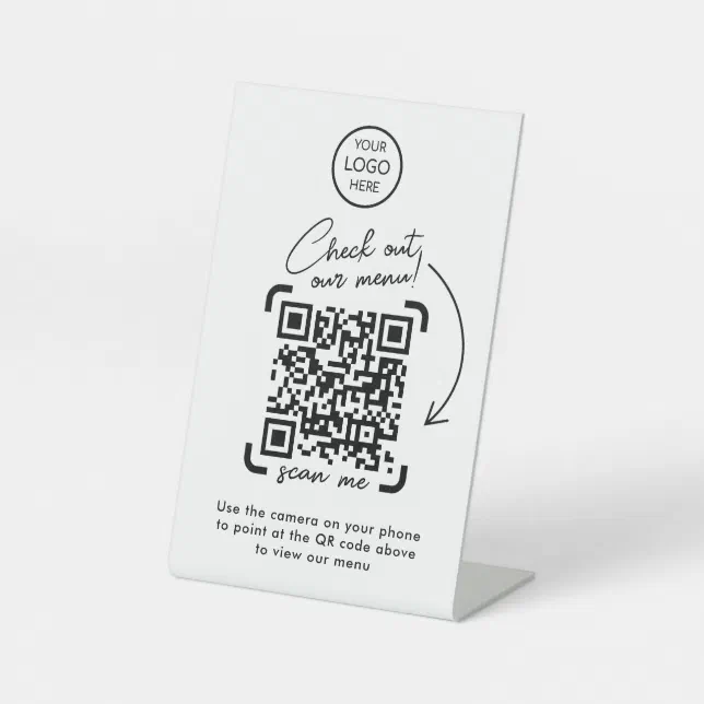 QR Code Menu | Logo Contactless Modern Pedestal Sign | Zazzle QR Code Menu | Logo Contactless Modern Pedestal Sign | Zazzle