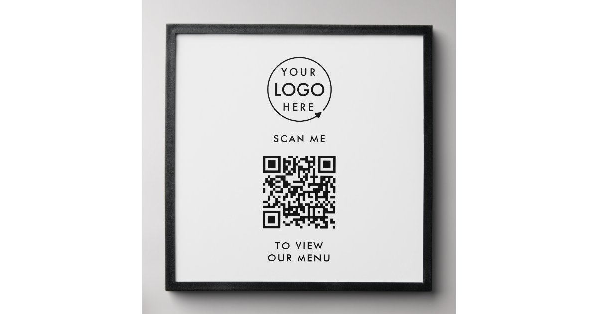 QR Code Menu | Logo Contactless Modern Peel And Stick Photo Tile | Zazzle