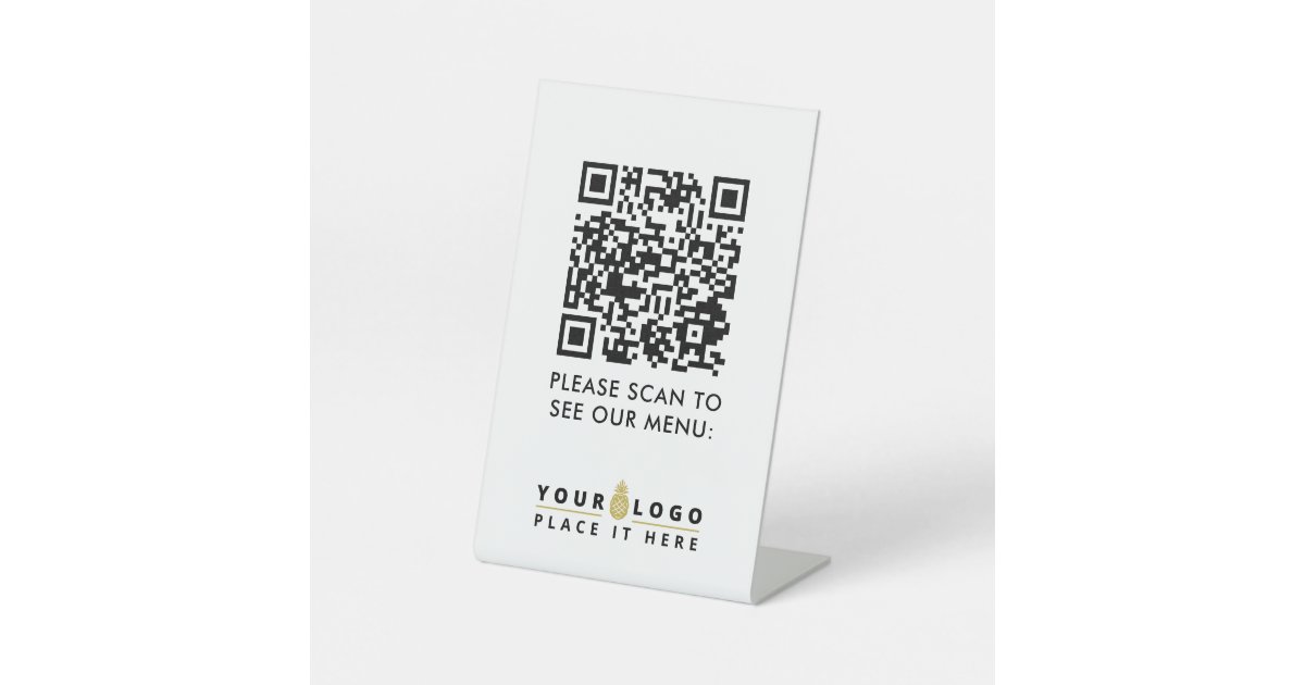 QR Code Menu Logo Contactless Modern Restaurant Pedestal Sign | Zazzle