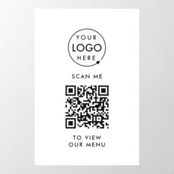 QR Code Menu | Logo Contactless Modern Wall Decal | Zazzle