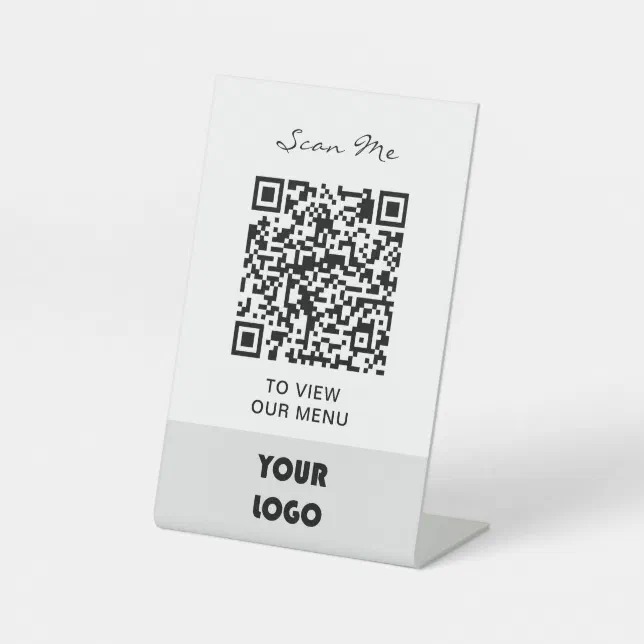 QR Code Menu | Logo Contactless simple Pedestal Sign | Zazzle QR Code Menu | Logo Contactless simple Pedestal Sign | Zazzle