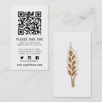 Qr code menu scan black white simple business card | Zazzle