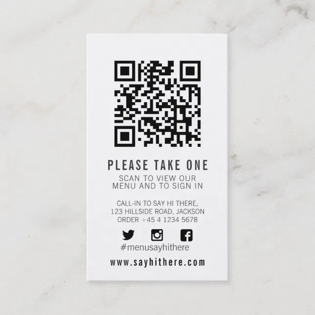 Qr code menu scan business card | Zazzle