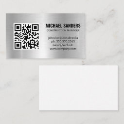 QR Code | Metallic Background Business Card | Zazzle