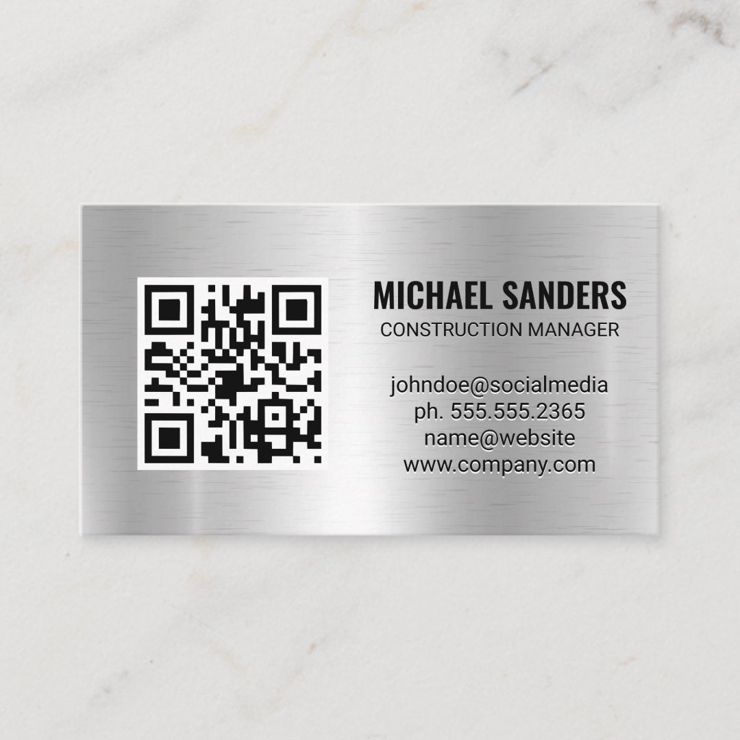 QR Code | Metallic Background Business Card | Zazzle