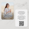 QR Code Mini Graduation Photo Modern White Script Enclosure Card | Zazzle