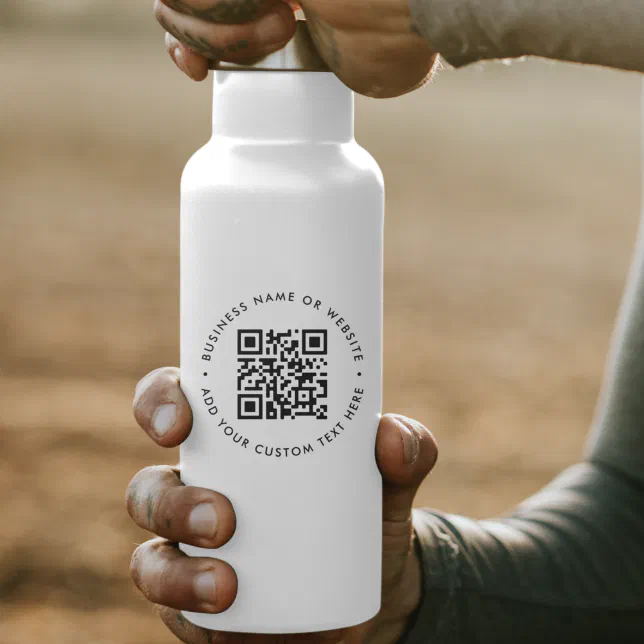 QR Code Minimal Professional Branded Water Bottle Sticker | Zazzle