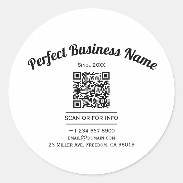 QR Code Minimalist Black And White Simple Clear Classic Round Sticker ...