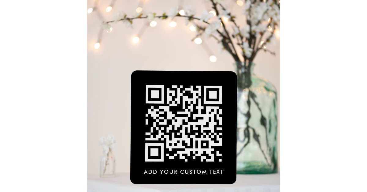 QR Code Minimalist Clean Simple Black Custom Text Foam Board | Zazzle