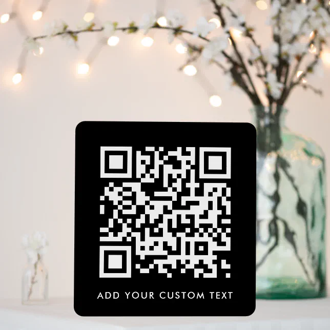 QR Code Minimalist Clean Simple Black Custom Text Foam Board | Zazzle