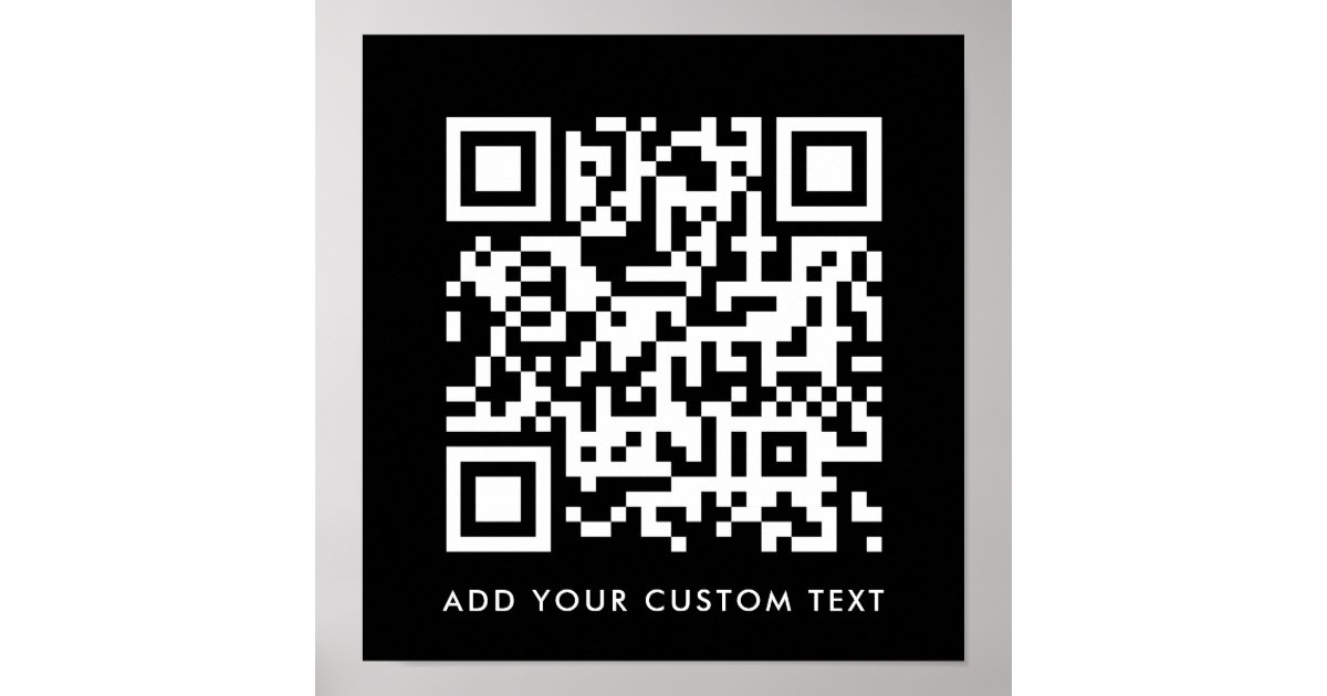 QR Code Minimalist Clean Simple Black Custom Text Poster | Zazzle