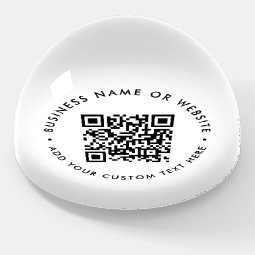 QR Code Minimalist Clean Simple White Business Paperweight | Zazzle