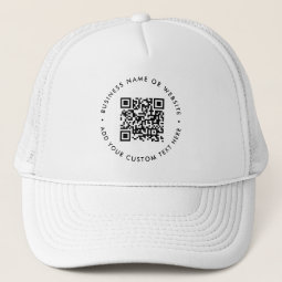 QR Code Minimalist Clean Simple White Business Trucker Hat | Zazzle