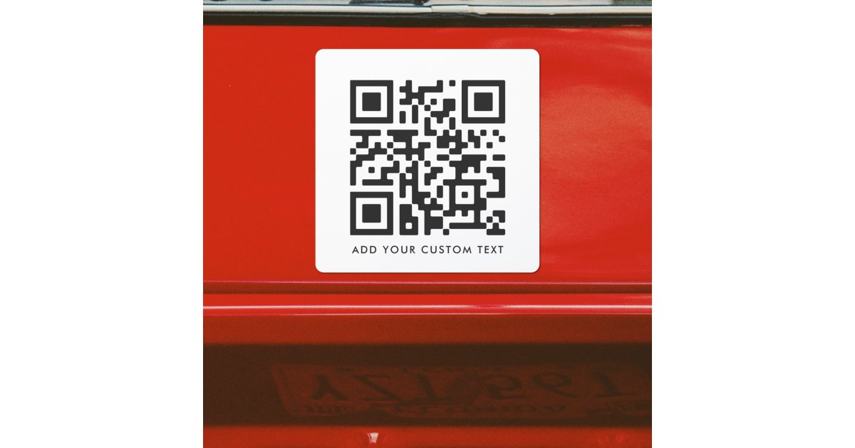 QR Code Minimalist Clean Simple White Custom Text Car Magnet | Zazzle