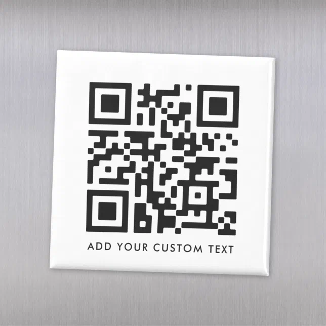 QR Code Minimalist Clean Simple White Custom Text Magnet | Zazzle
