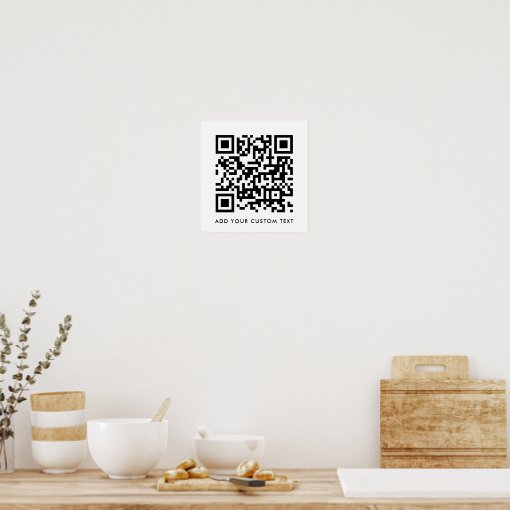QR Code Minimalist Clean Simple White Custom Text Poster | Zazzle