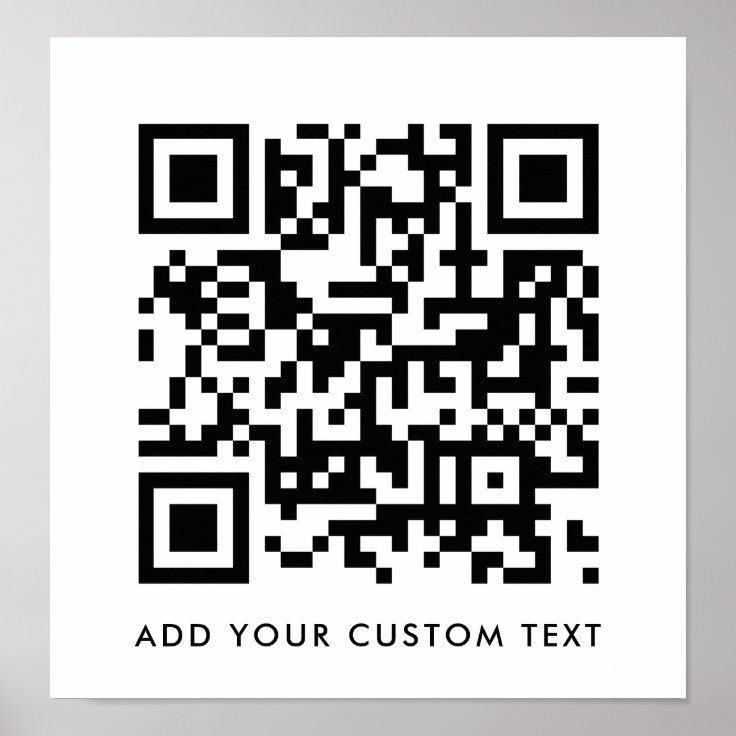 QR Code Minimalist Clean Simple White Custom Text Poster | Zazzle