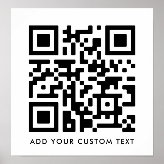 QR Code Minimalist Clean Simple White Custom Text Poster | Zazzle.com