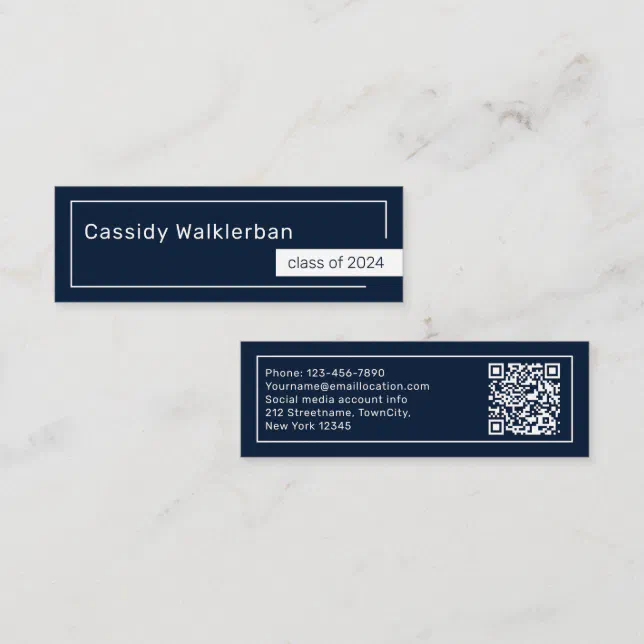QR Code Minimalist Graduate Graduation Name Calling Card | Zazzle