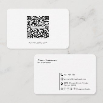 QR code, Minimalist Modern, Simple, professional Business Card | Zazzle