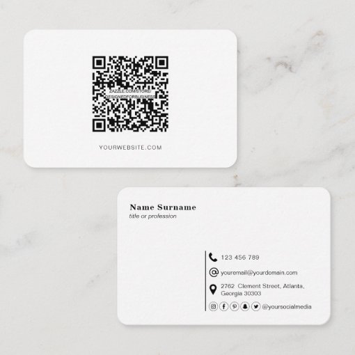 QR code, Minimalist Modern, Simple, professional Business Card | Zazzle
