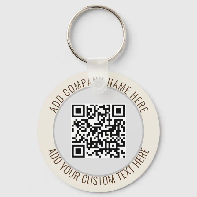QR Code Minimalist Simple Gray Round Budget Keychain | Zazzle