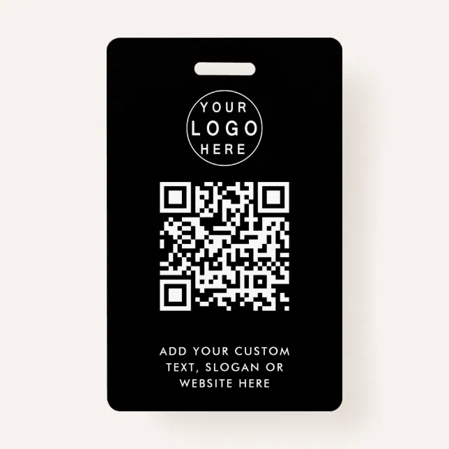 QR Code | Modern Black Business Logo Event Badge | Zazzle