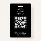 QR Code | Modern Black Business Logo Event Badge | Zazzle