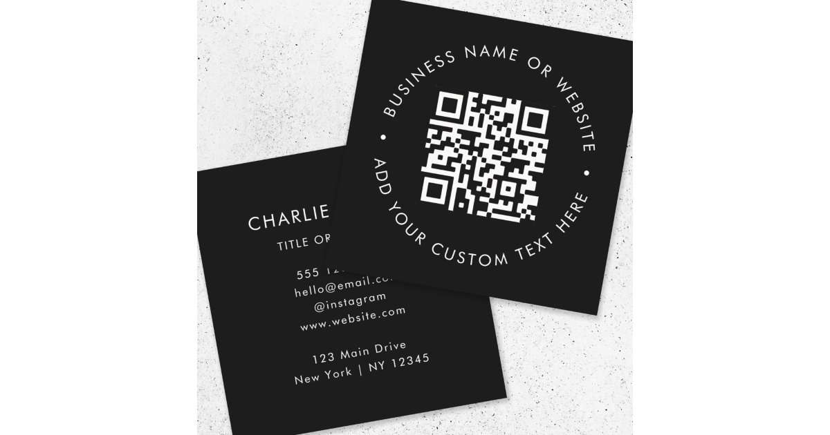 QR Code | Modern Black Professional Scan Me Square Business Card | Zazzle