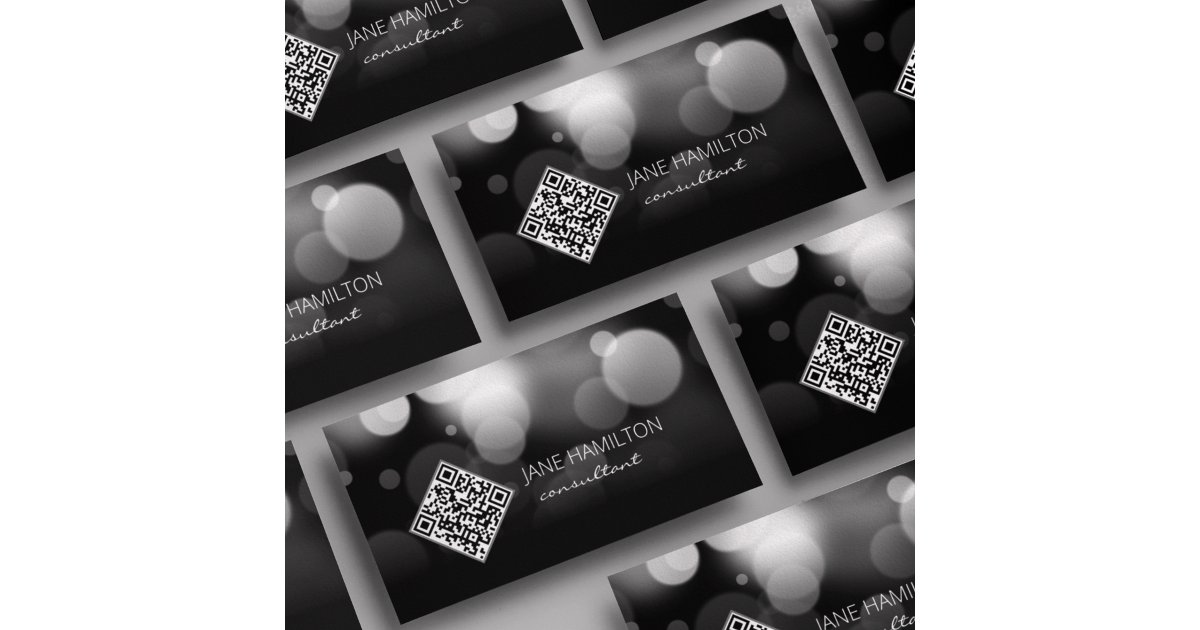 QR Code Modern Black Profile Card | Zazzle