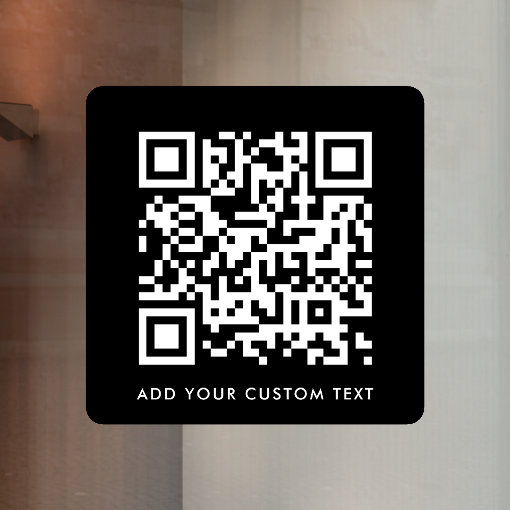 QR Code | Modern Black Stylish Scannable Window Cling | Zazzle