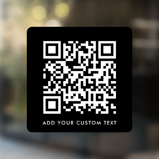 QR Code | Modern Black Stylish Scannable Window Cling | Zazzle