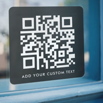 QR Code | Modern Black Stylish Scannable Window Cling | Zazzle