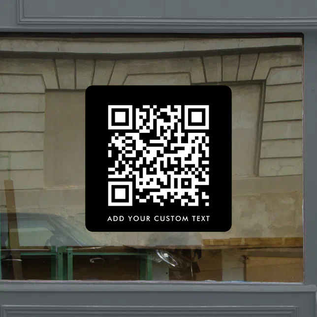QR Code | Modern Black Stylish Scannable Window Cling | Zazzle