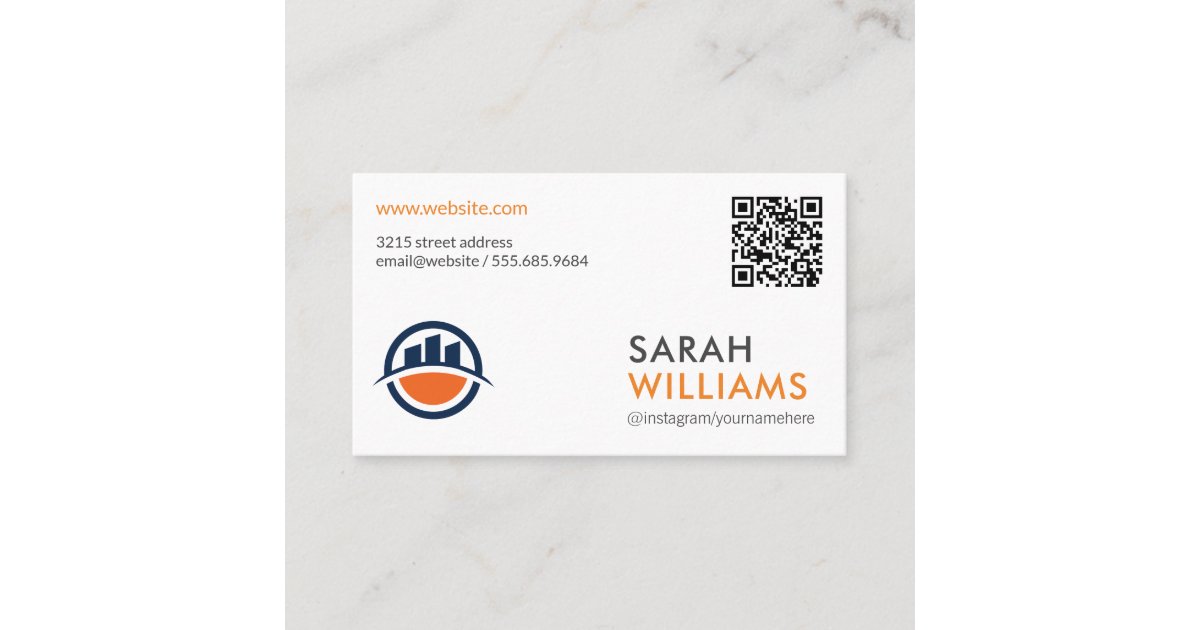 QR Code | Modern Building Logos | Corp Business Card | Zazzle