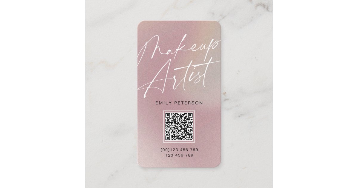 QR code modern chic makeup artist vertical Business Card | Zazzle
