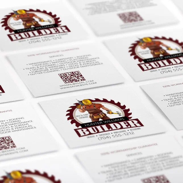 QR Code Modern Construction Builder Professional Square Business Card ...
