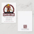 QR Code Modern Construction Professional Vertical Business Card | Zazzle