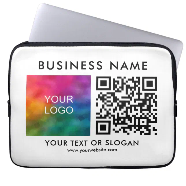 QR Code Modern Custom Template Business Logo Laptop Sleeve | Zazzle