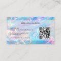 QR Code Modern Elegant Iridiscent Holographic Business Card | Zazzle