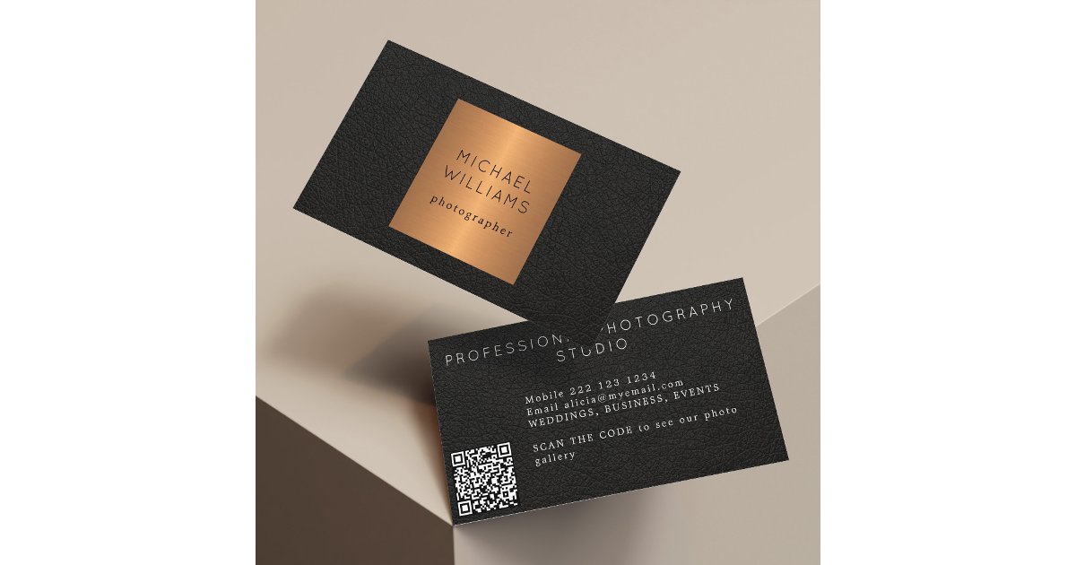 QR CODE modern gold black luxury professional Business Card | Zazzle