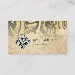 QR Code Modern Gold Profile Business Card | Zazzle