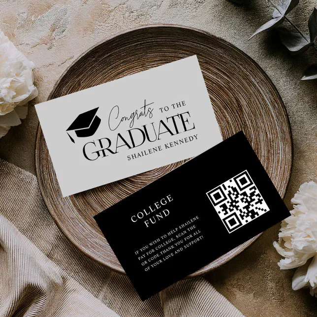 QR Code Modern Graduation College Fund Scan Card | Zazzle