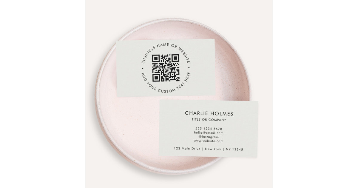 QR Code | Modern Gray Professional Scannable Business Card | Zazzle