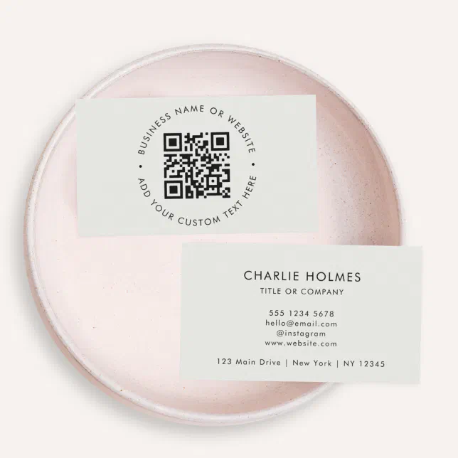 QR Code | Modern Gray Professional Scannable Business Card | Zazzle