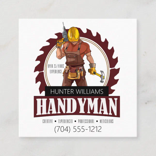 QR Code Modern Handyman Maintenance Rustic Tools Square Business Card ...