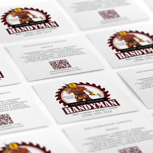 QR Code Modern Handyman Maintenance Rustic Tools Square Business Card ...