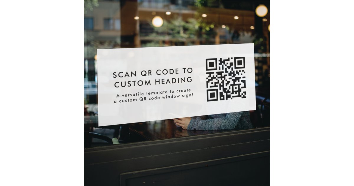 QR Code | Modern Minimal Simple White Promotional Window Cling | Zazzle