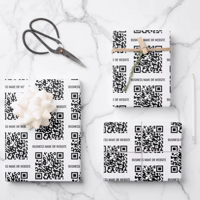 QR Code Modern Minimalist Business Wrapping Paper Sheets | Zazzle